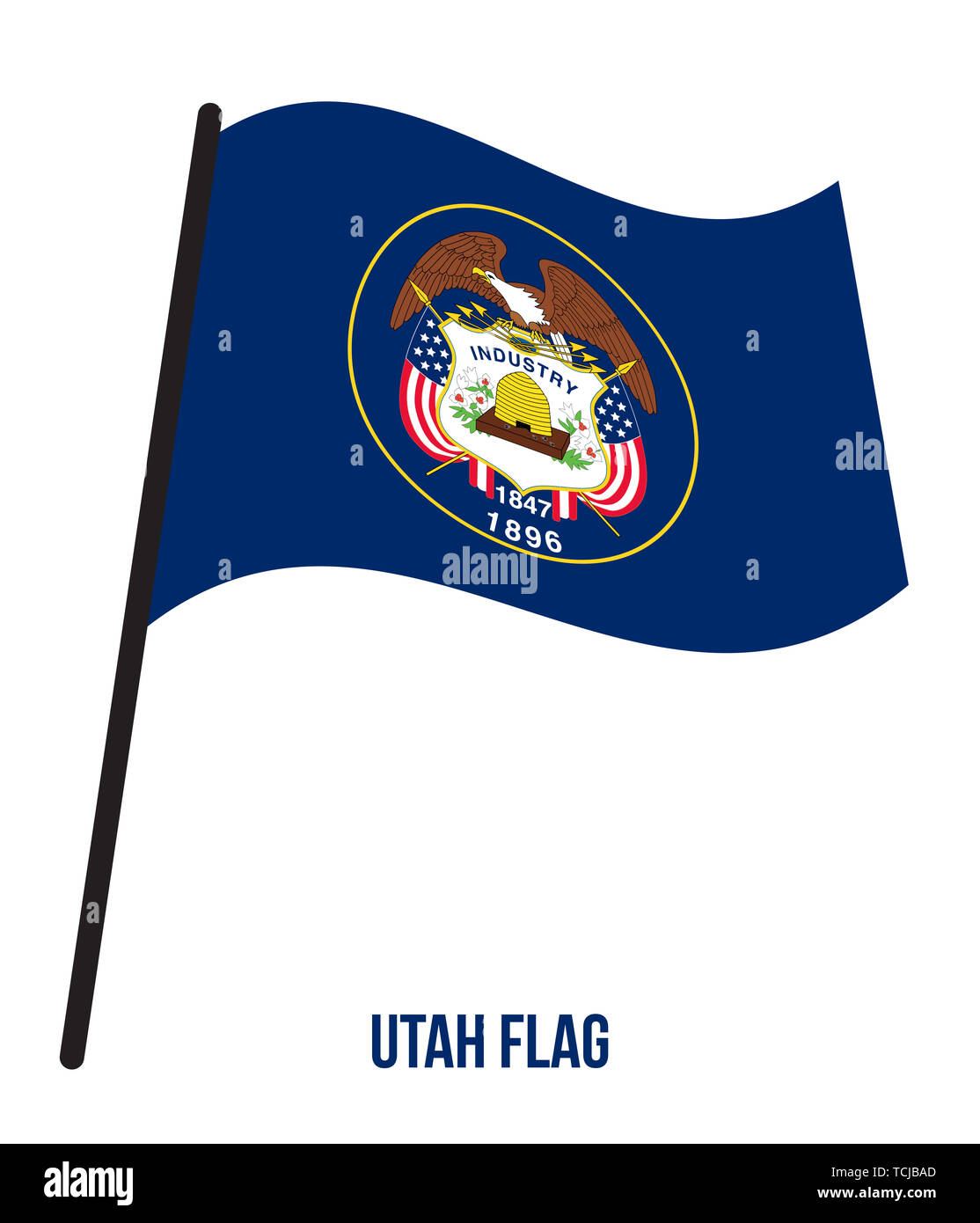 Utah (U.S. State) Flag Waving Vector Illustration on White Background ...