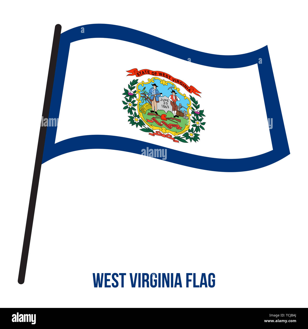 West Virginia (U.S. State) Flag Waving Vector Illustration on White ...