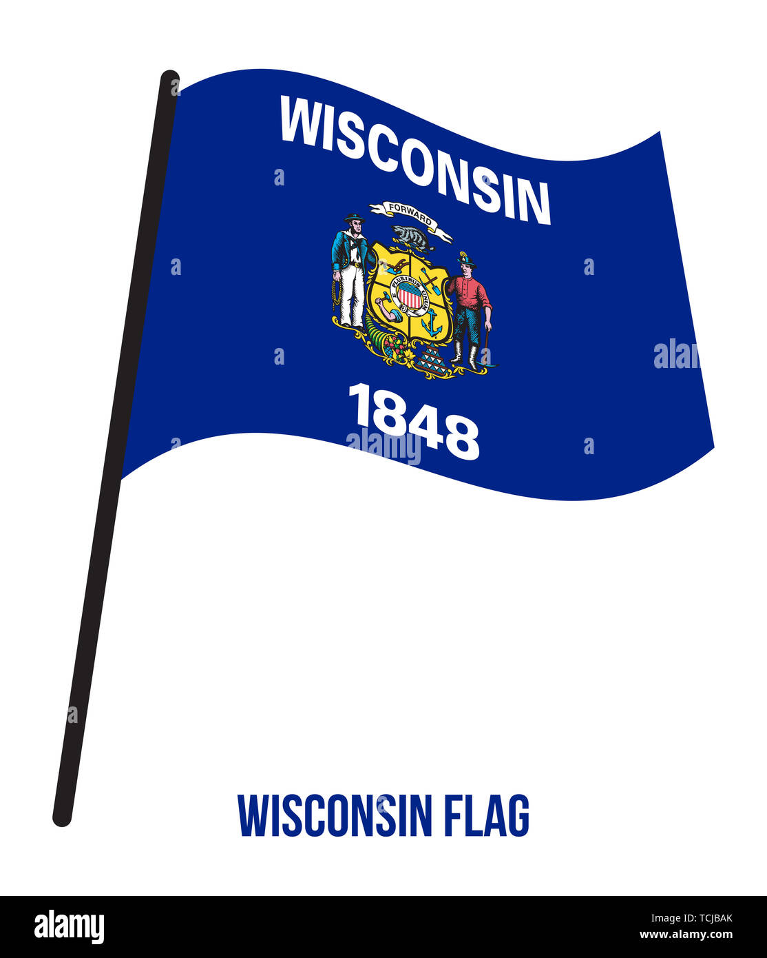 Wisconsin (U.S. State) Flag Waving Vector Illustration on White ...