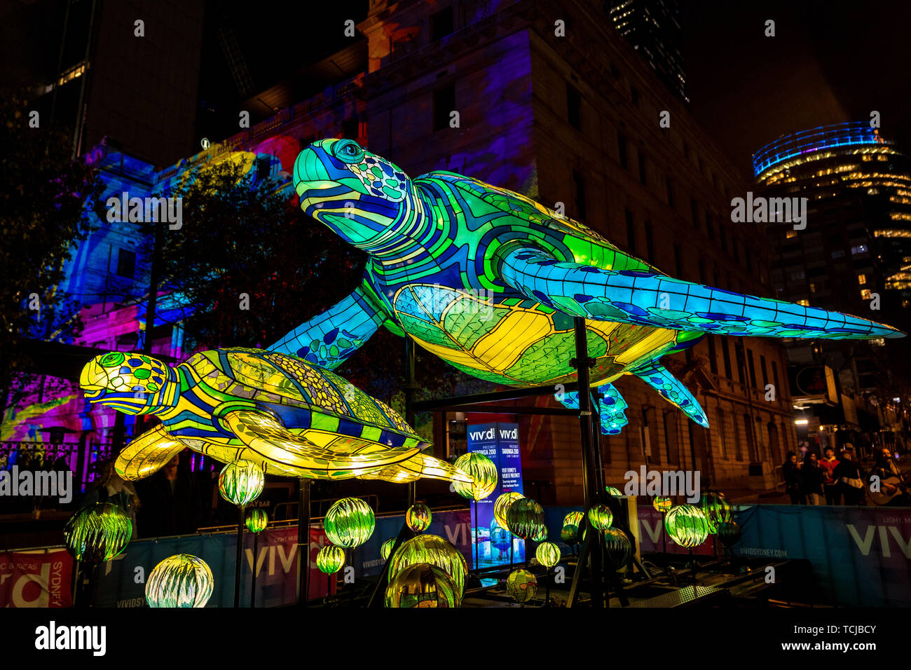 Turtle light installation as part of Vivid in Sydney, Australia Stock ...