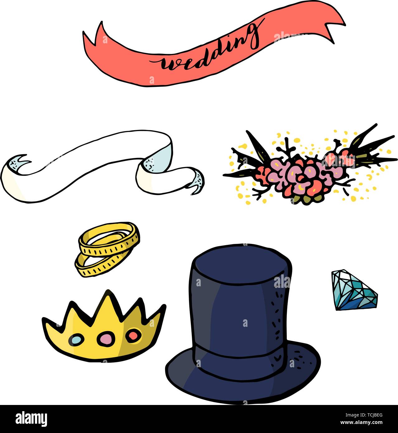 Wedding rings ribbon on Stock Vector Images - Alamy