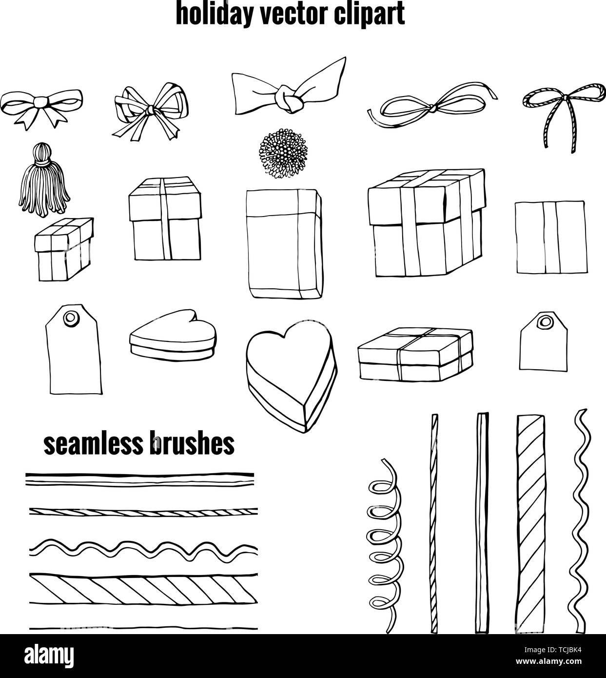 Set of gift wrapping, boxes and bow knots clipart. collection of ...