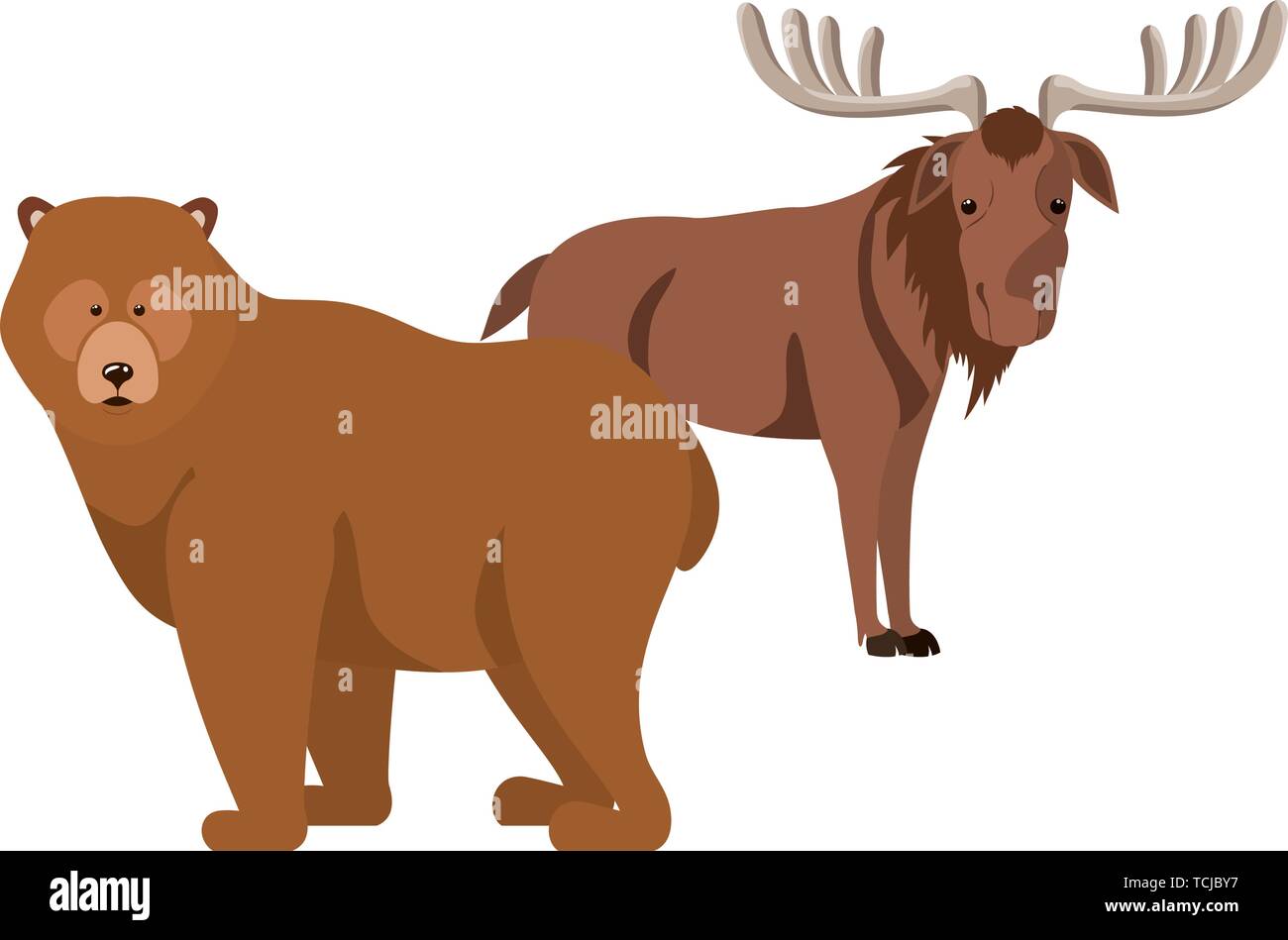 Isolated moose and bear forest animal design Stock Vector Image & Art ...