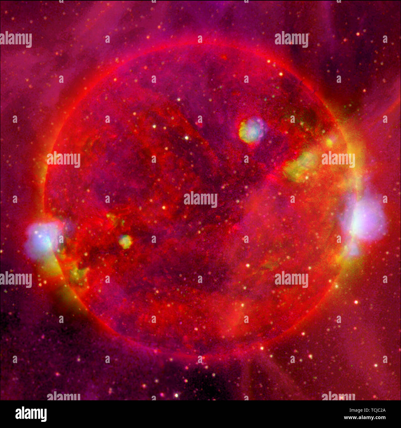 Extremely hot star. Flaring of Sun. Beauty of endless universe ...