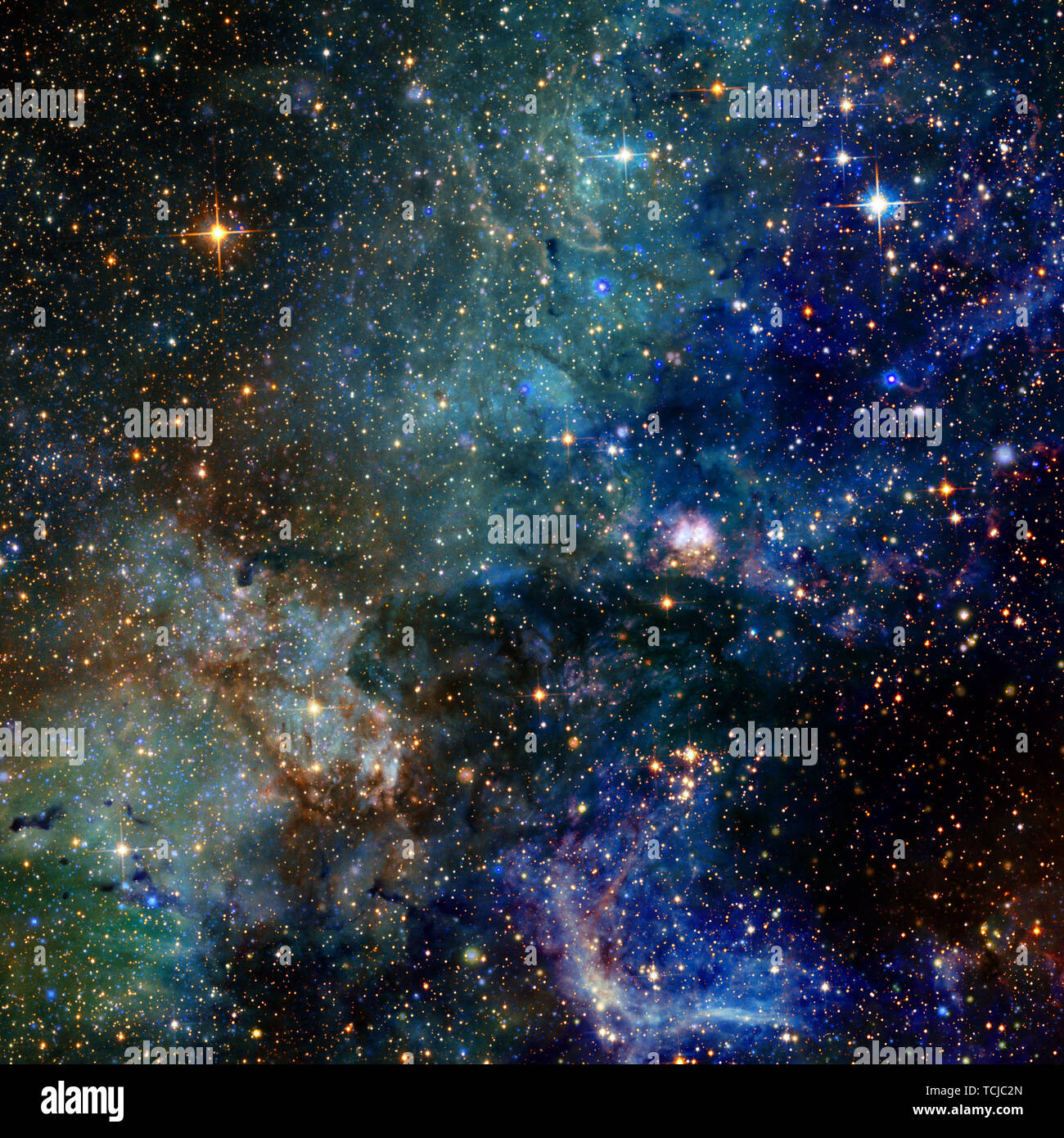 Universe scene with planets, stars and galaxies in outer space ...