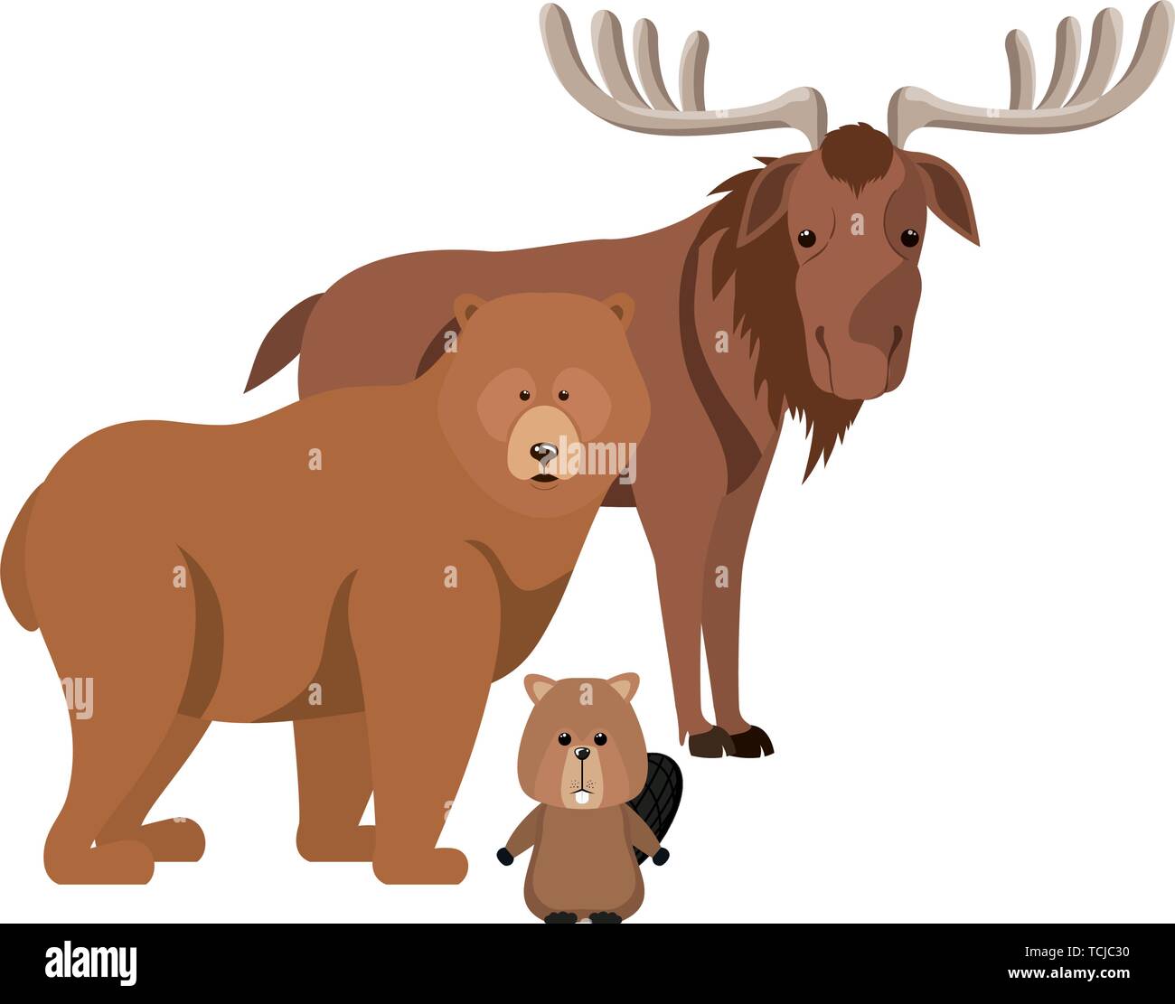 Isolated moose beaver and bear animal design Stock Vector Image & Art ...
