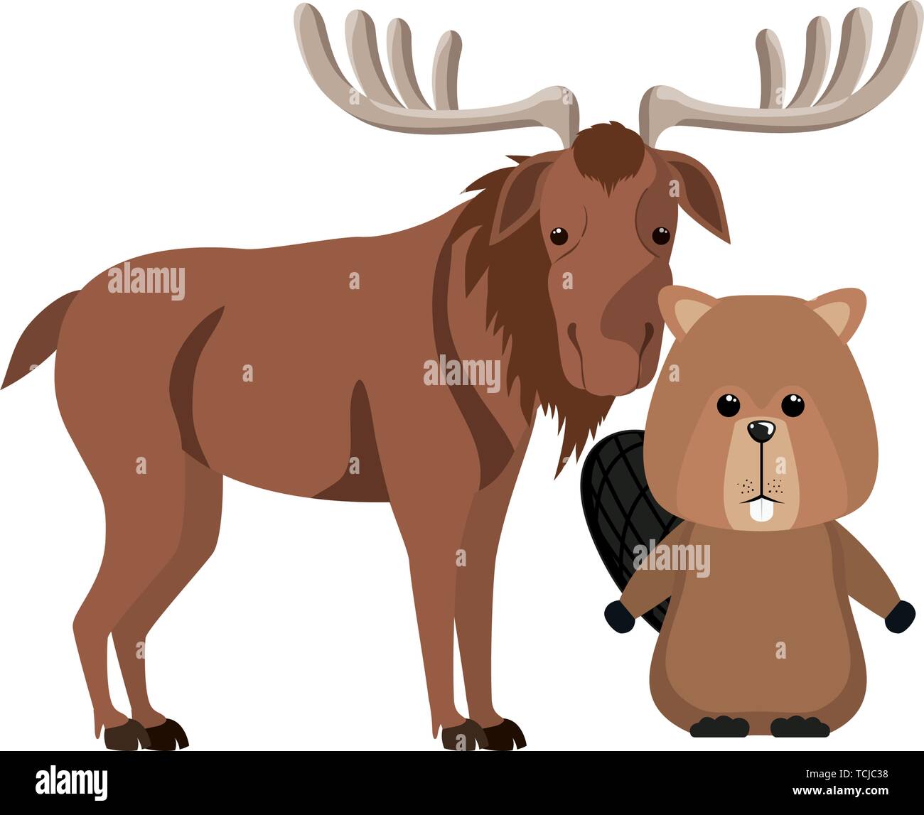Isolated moose and beaver forest animal design Stock Vector Image & Art ...