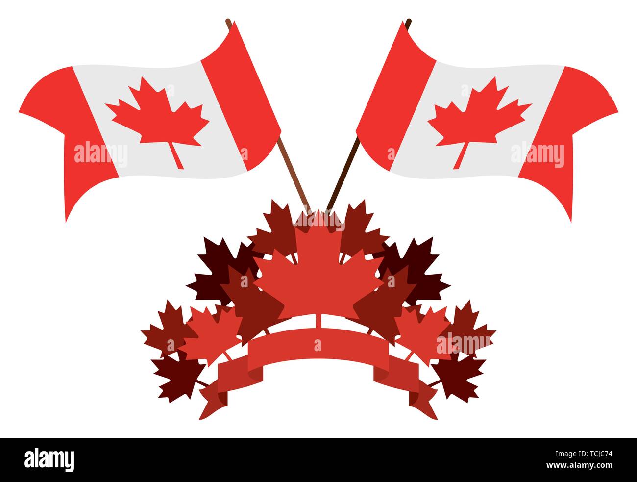 Maple leaf ribbon flag Cut Out Stock Images & Pictures - Alamy
