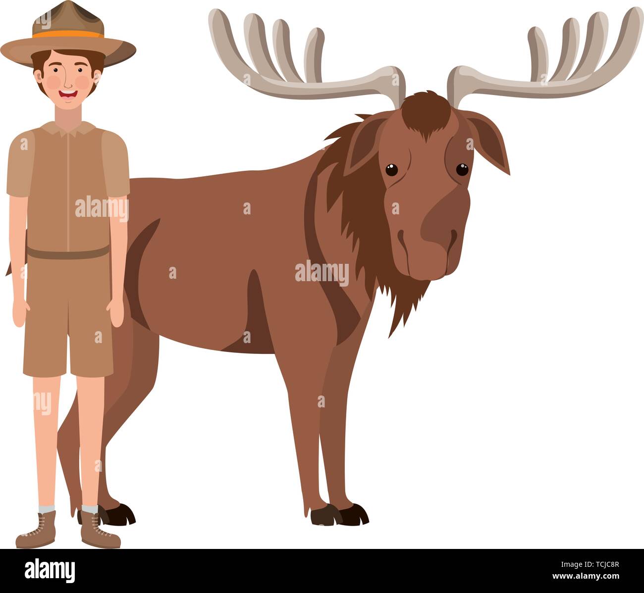 Forest ranger boy cartoon and moose design Stock Vector Image & Art - Alamy
