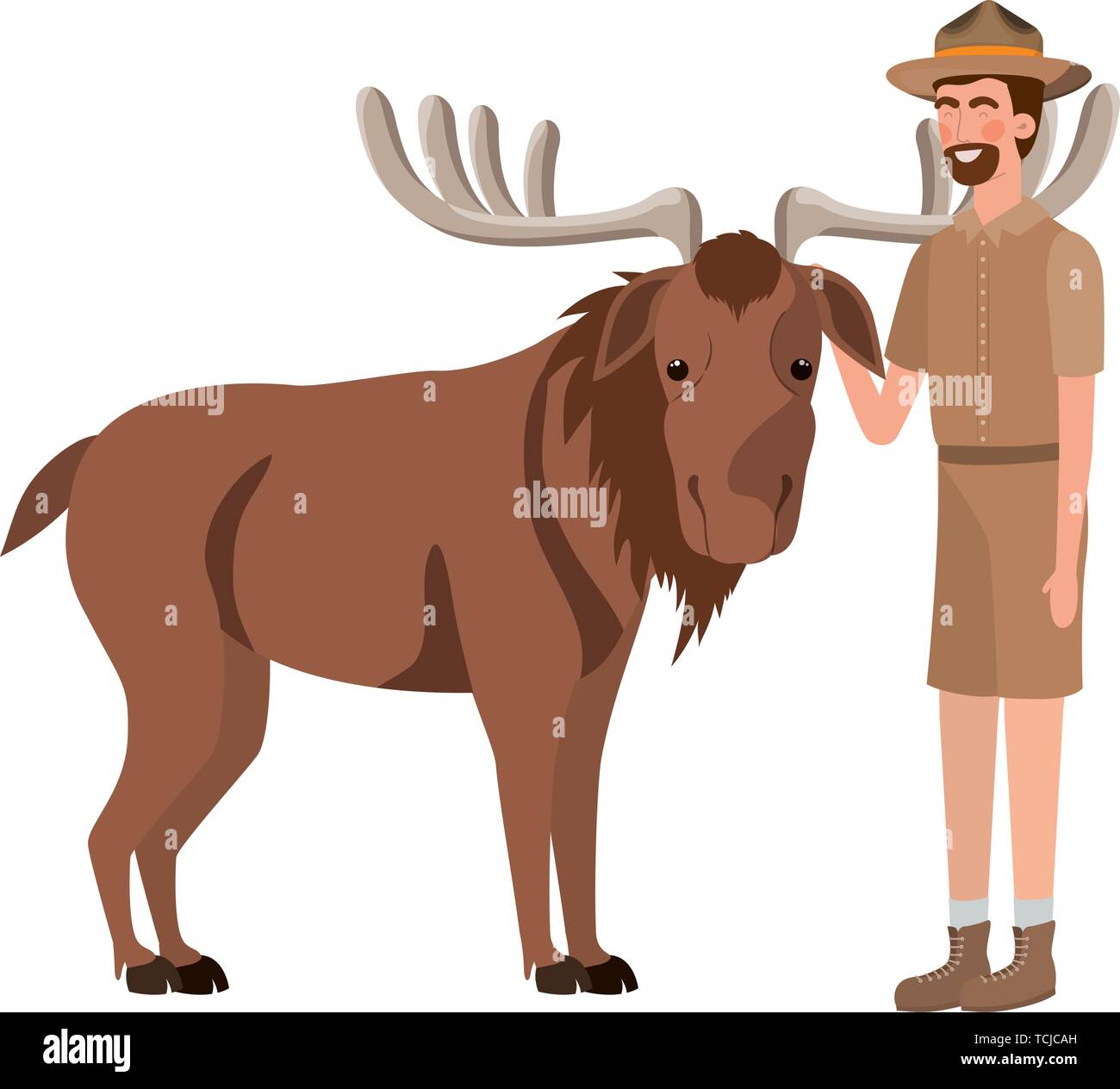 Forest ranger man cartoon and moose design Stock Vector Image & Art - Alamy