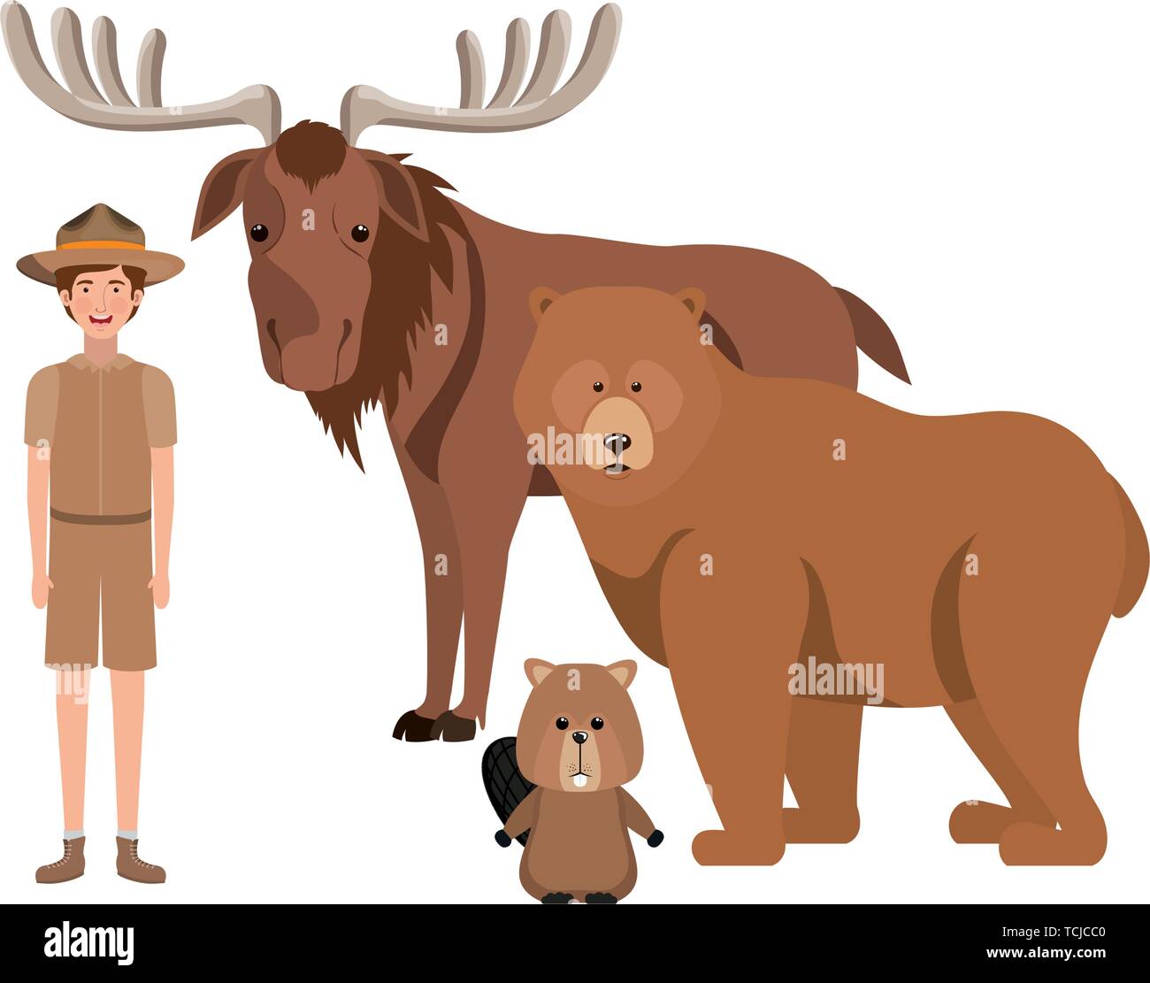 Forest ranger boy cartoon and animals design Stock Vector Image & Art ...