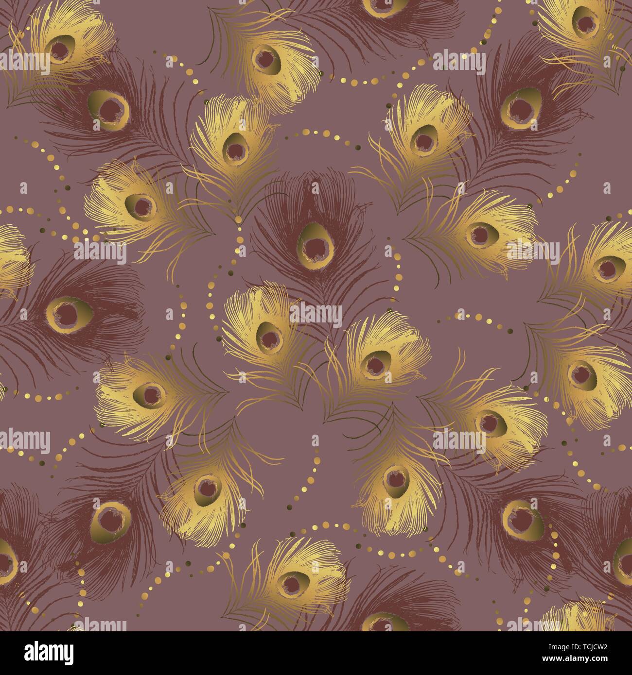 Seamless pattern from golden peacock feathers. stock vector Stock ...