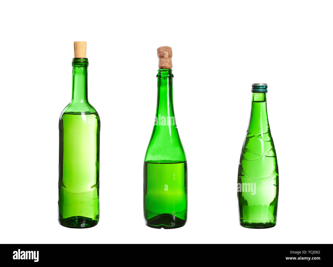 Three empty unlabeled bottles isolated on white background Stock Photo ...