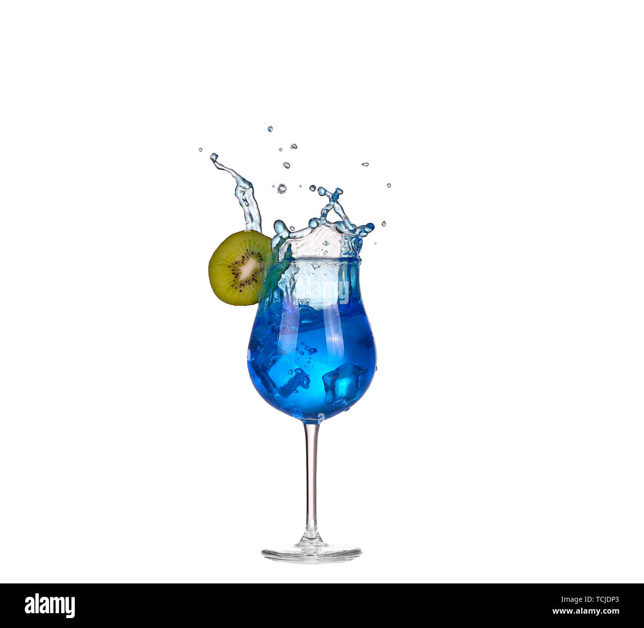 blue cocktail with splashes on white Stock Photo - Alamy