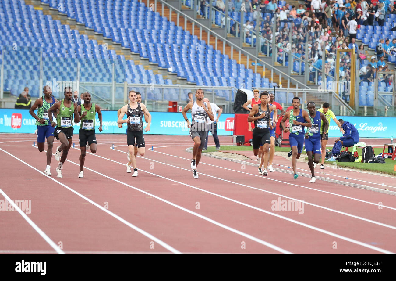 ROME, ITALY - JUN 06: Donovan Brazier, Nijel Amos and Brandon McBride ...