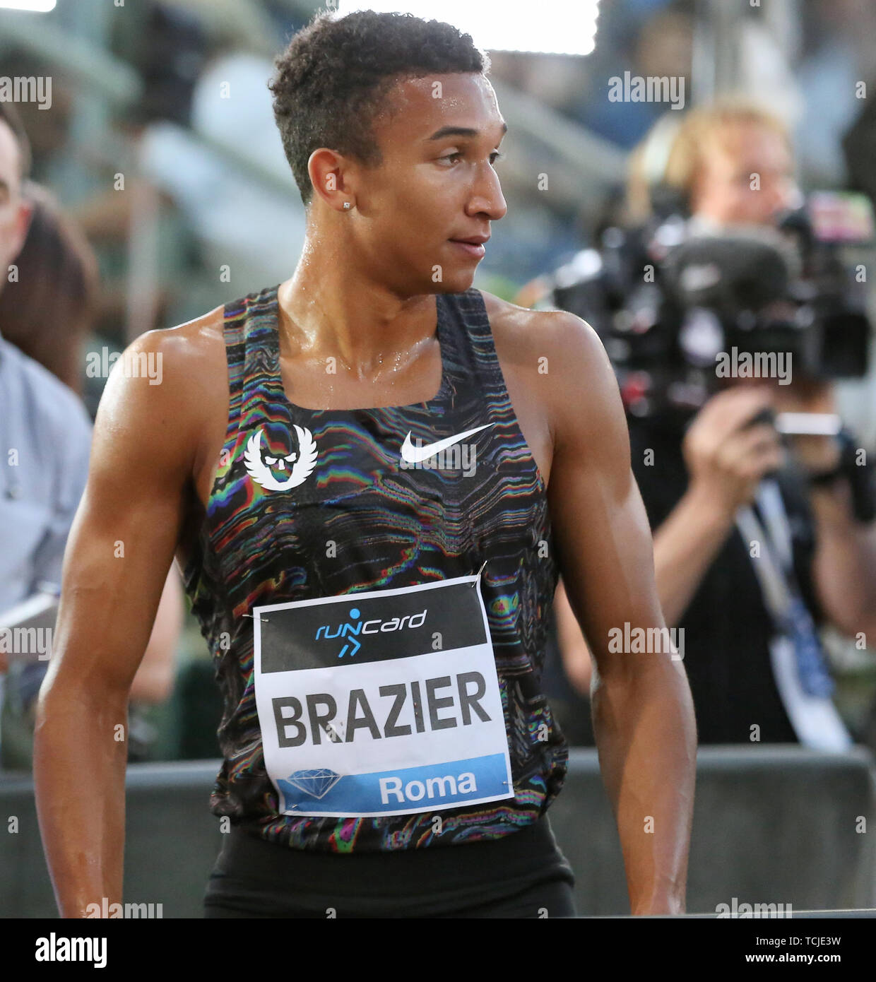 ROME, ITALY - JUN 06: Donovan Brazier moments after his win on the Men ...