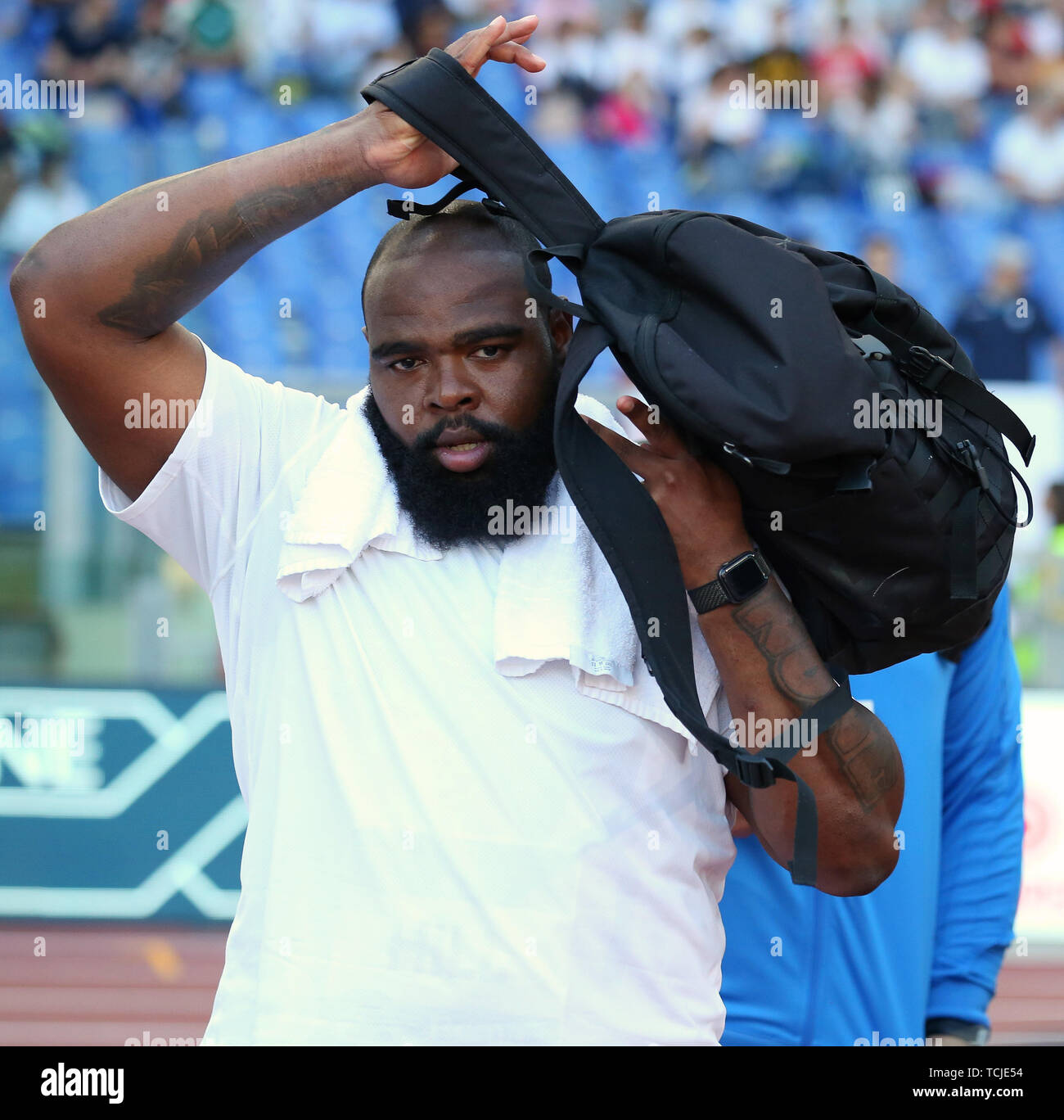 ROME, ITALY - JUN 06: Darrell Hill of USA moments after competing in ...