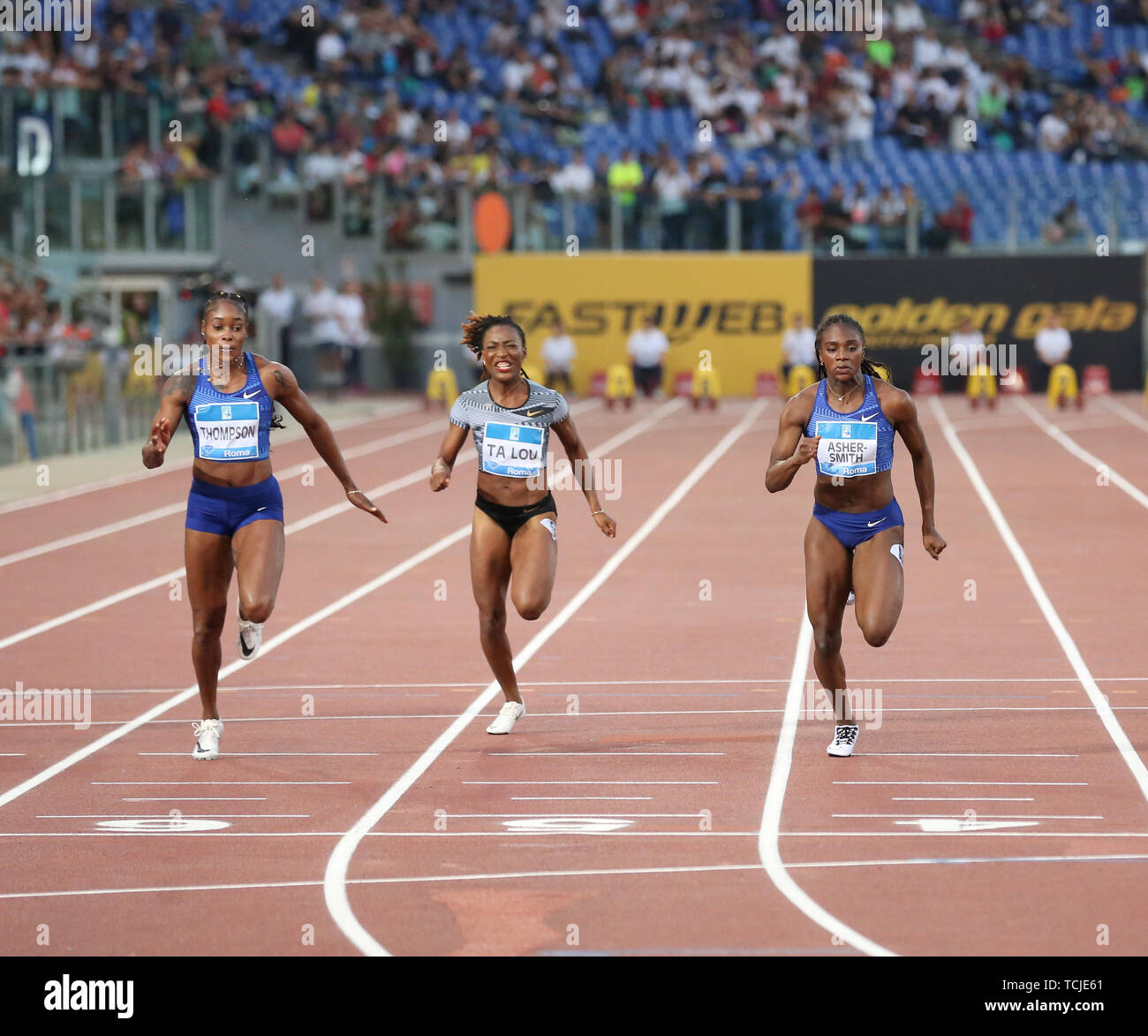 ROME, ITALY - JUN 06: Elaine Thompson, Marie-Josee Ta Lou and Dina ...