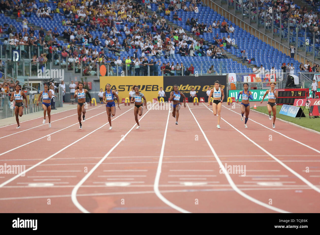 ROME, ITALY - JUN 06: the Women 100m event during the IAAF Diamond ...