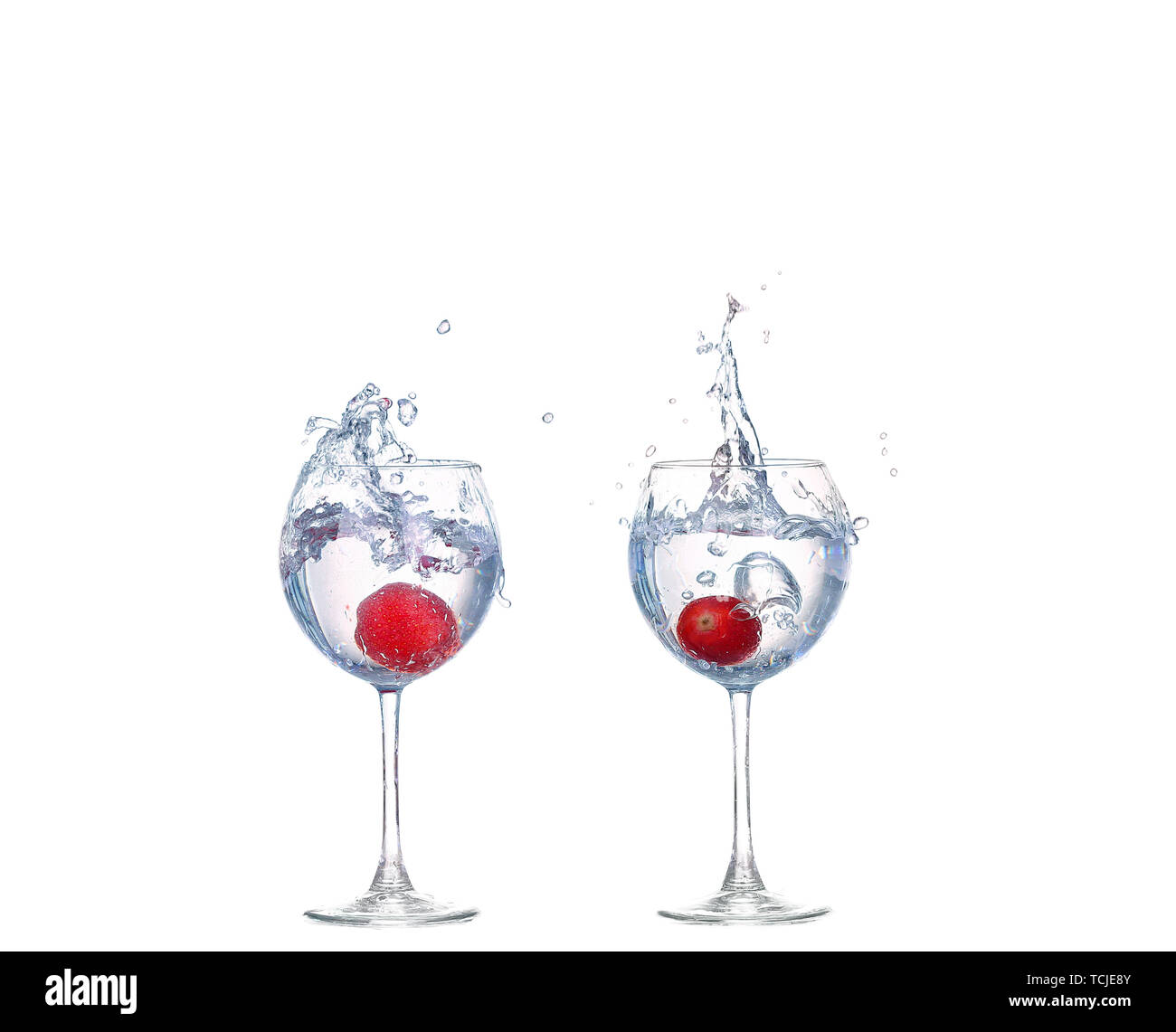 collage Strawberries, ice cubes into the glass Stock Photo - Alamy