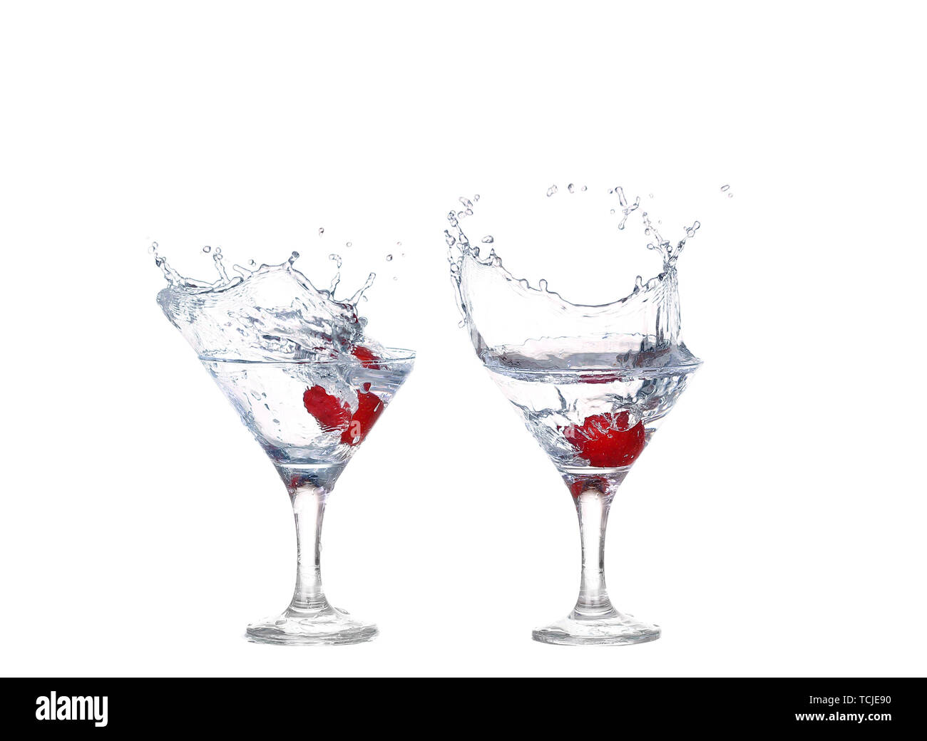 collage Strawberries, ice cubes into the glass Stock Photo - Alamy
