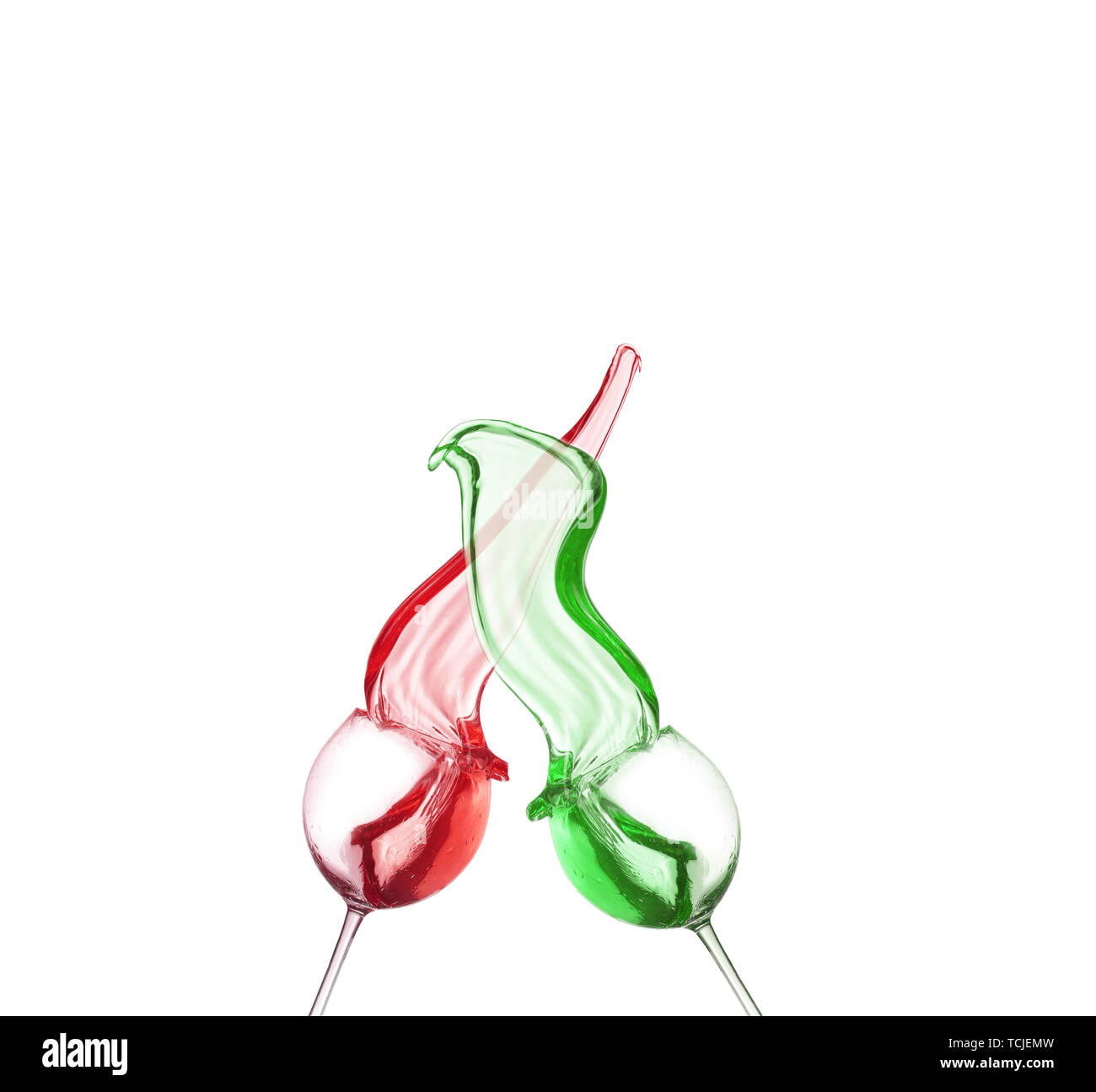 collage of red and green cocktail splashing from glass isolated on ...