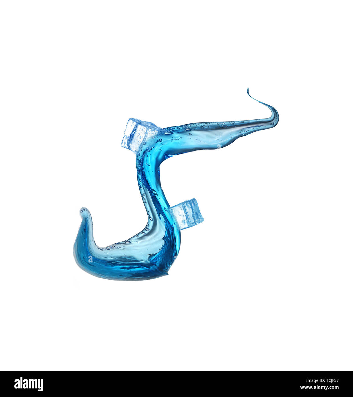 ice cubes drop into water creating splash Stock Photo - Alamy