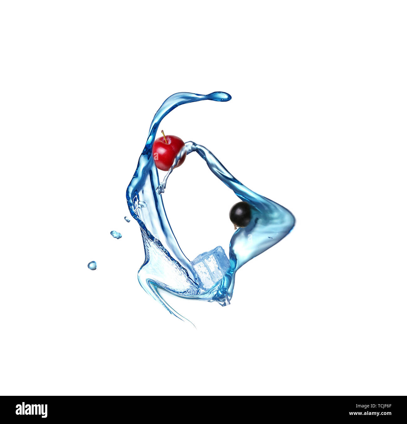 Fresh plums in water splash with ice Stock Photo - Alamy