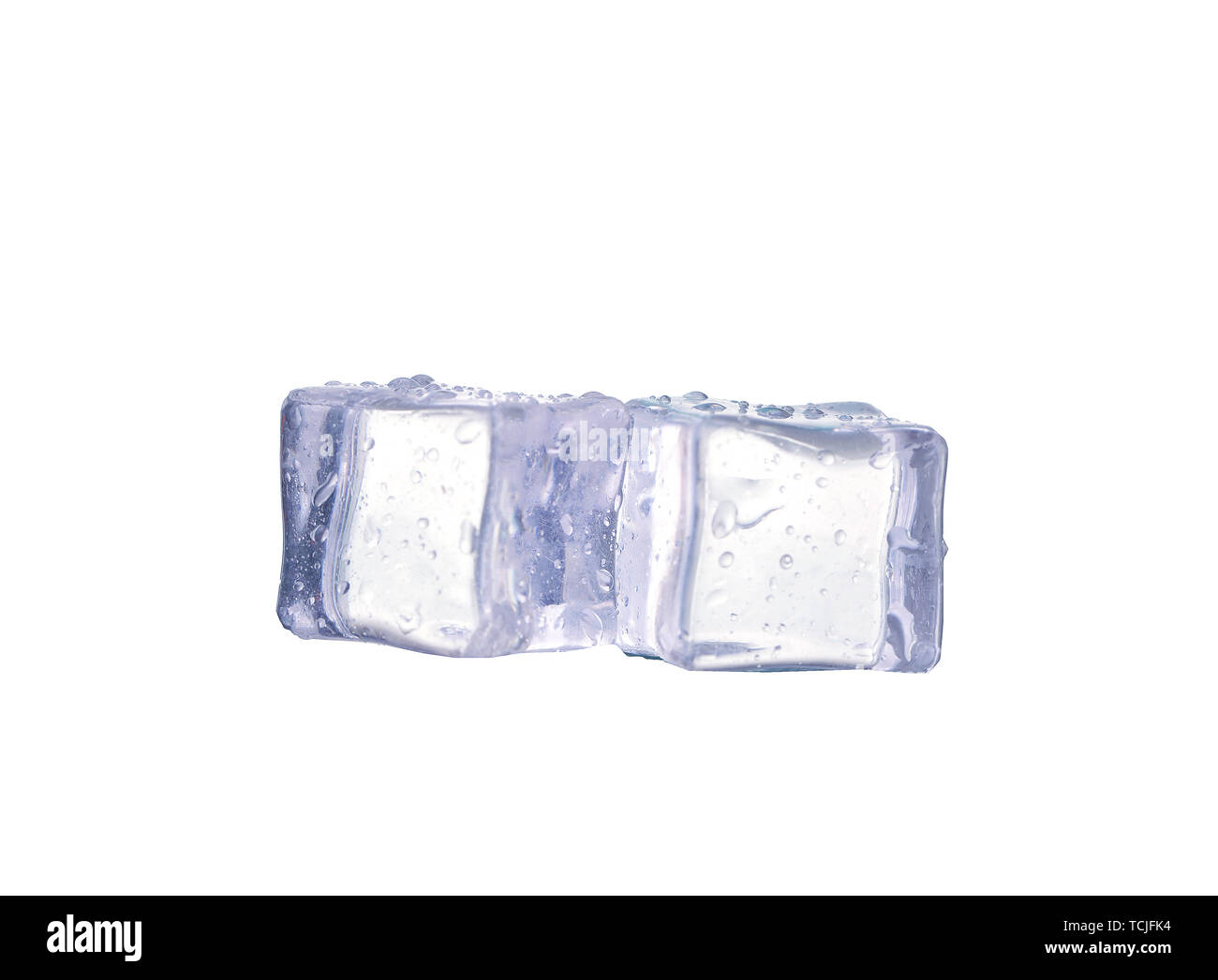 Three ice cubes on white background Stock Photo - Alamy