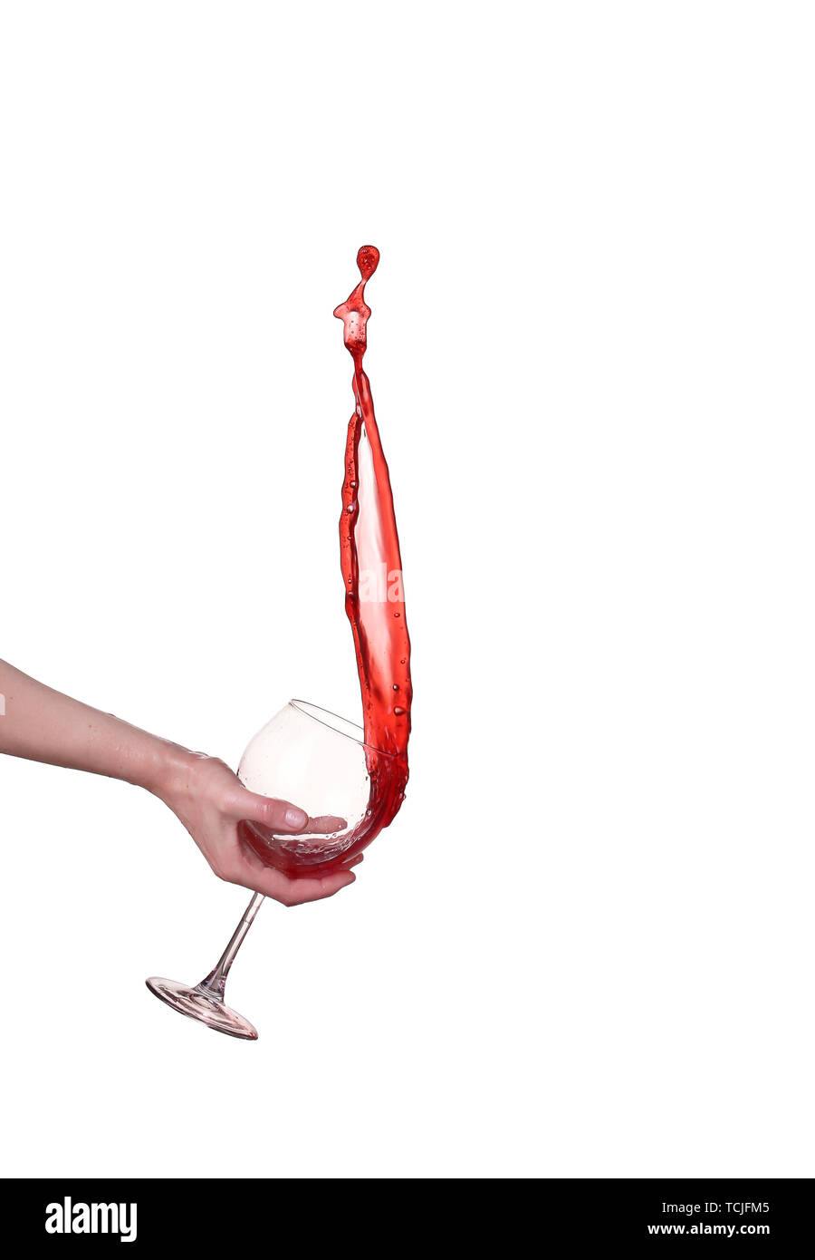 Red wine splashing from glass, isolated on white background Stock Photo ...
