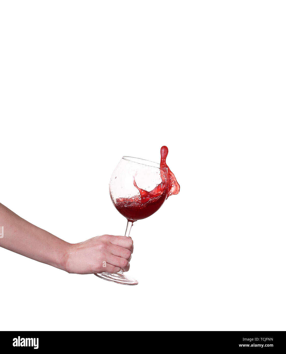 Red wine splashing from glass, isolated on white background Stock Photo ...