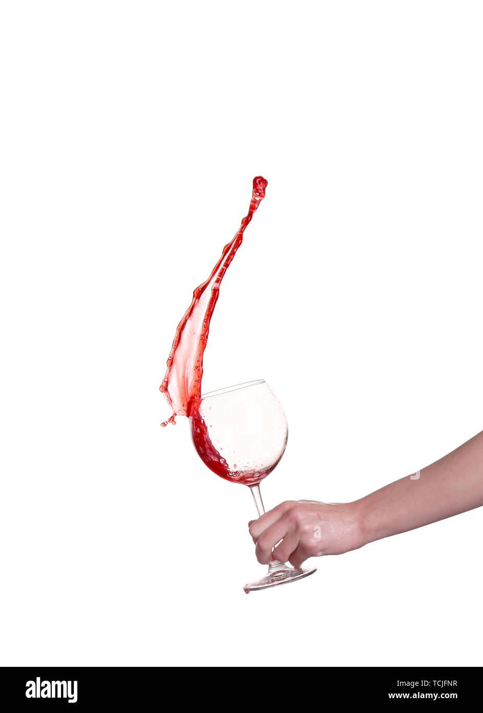 Red wine splashing from glass, isolated on white background Stock Photo ...