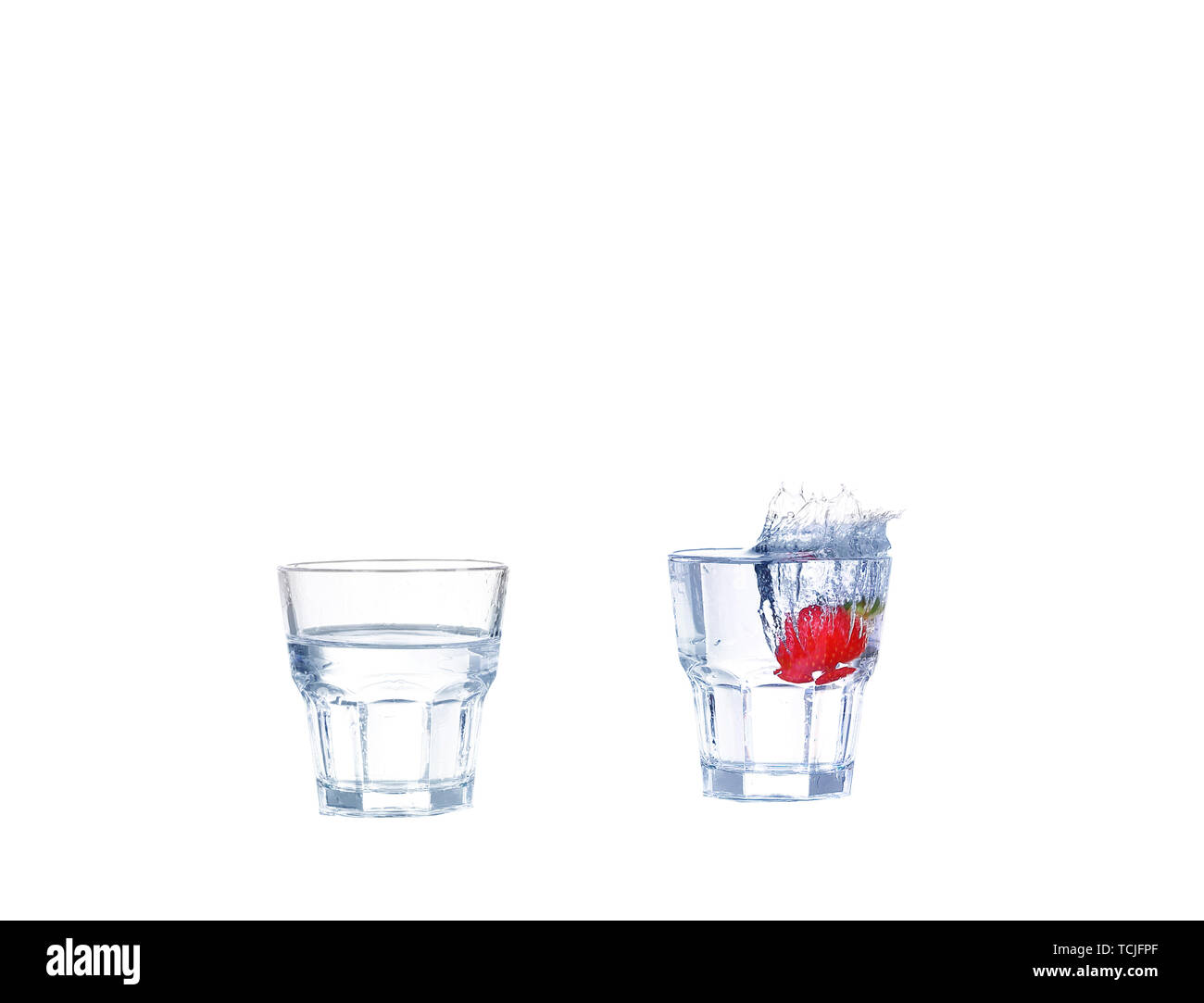 collage Strawberries, ice cubes into the glass Stock Photo - Alamy