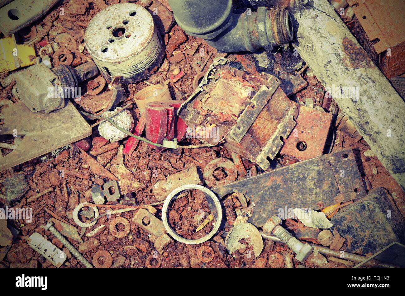 many old used rusty objects in the landfill Stock Photo - Alamy