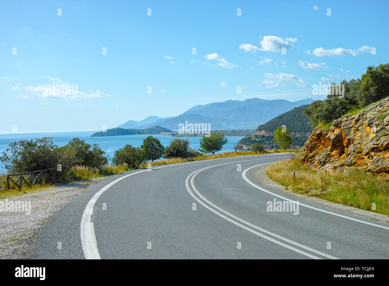 Driving car on roads of Peloponnese, roads network in Greece, vacation ...