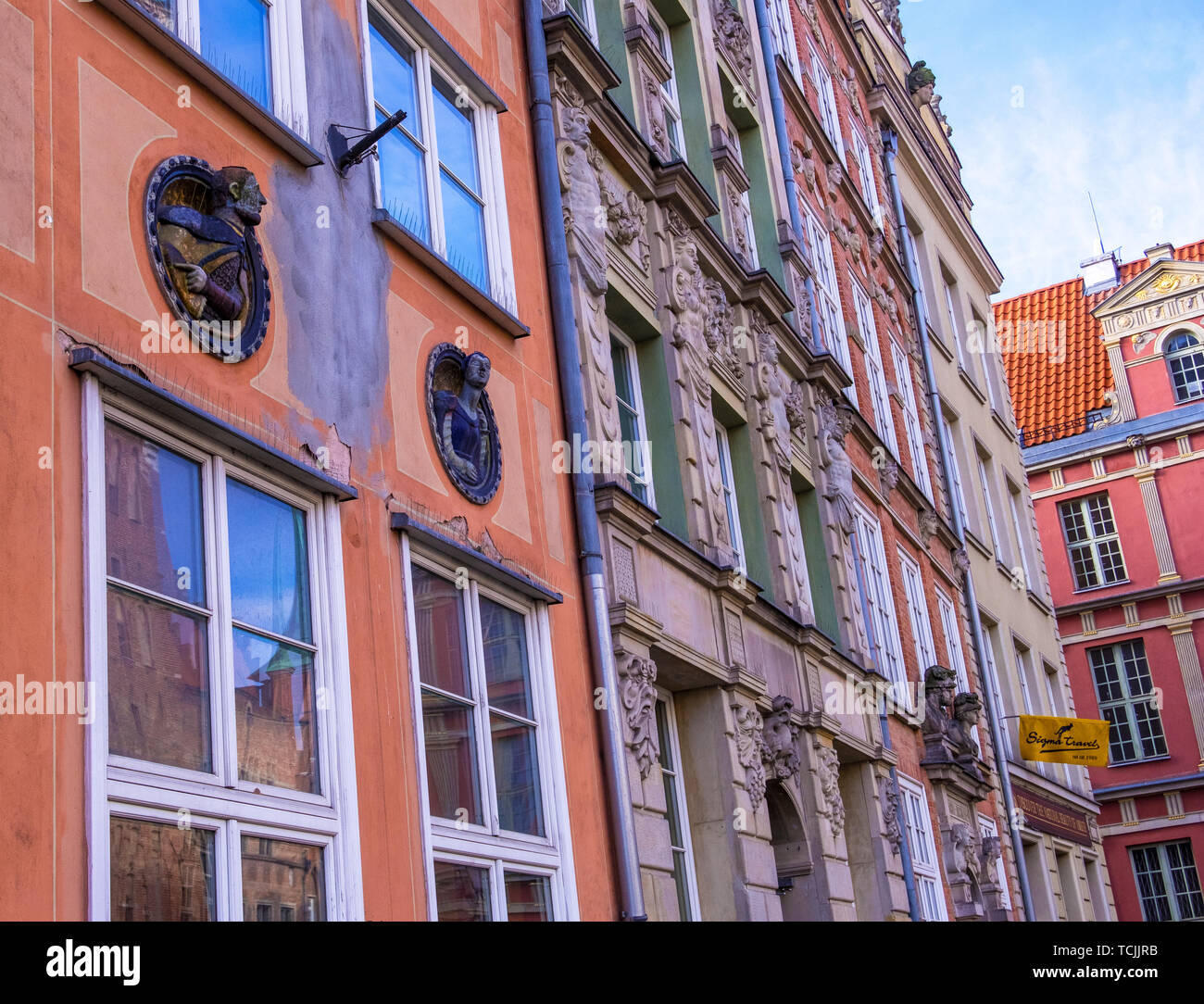 Gdansk, Poland - February 08, 2019: Long Market Street, decorative ...