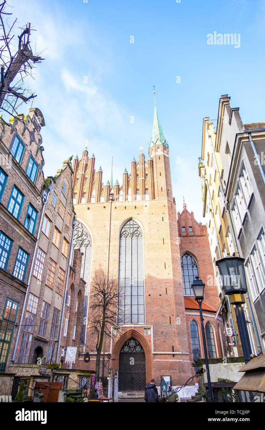 Gdansk, Poland - February 06, 2019: Mariacka street with colorful ...