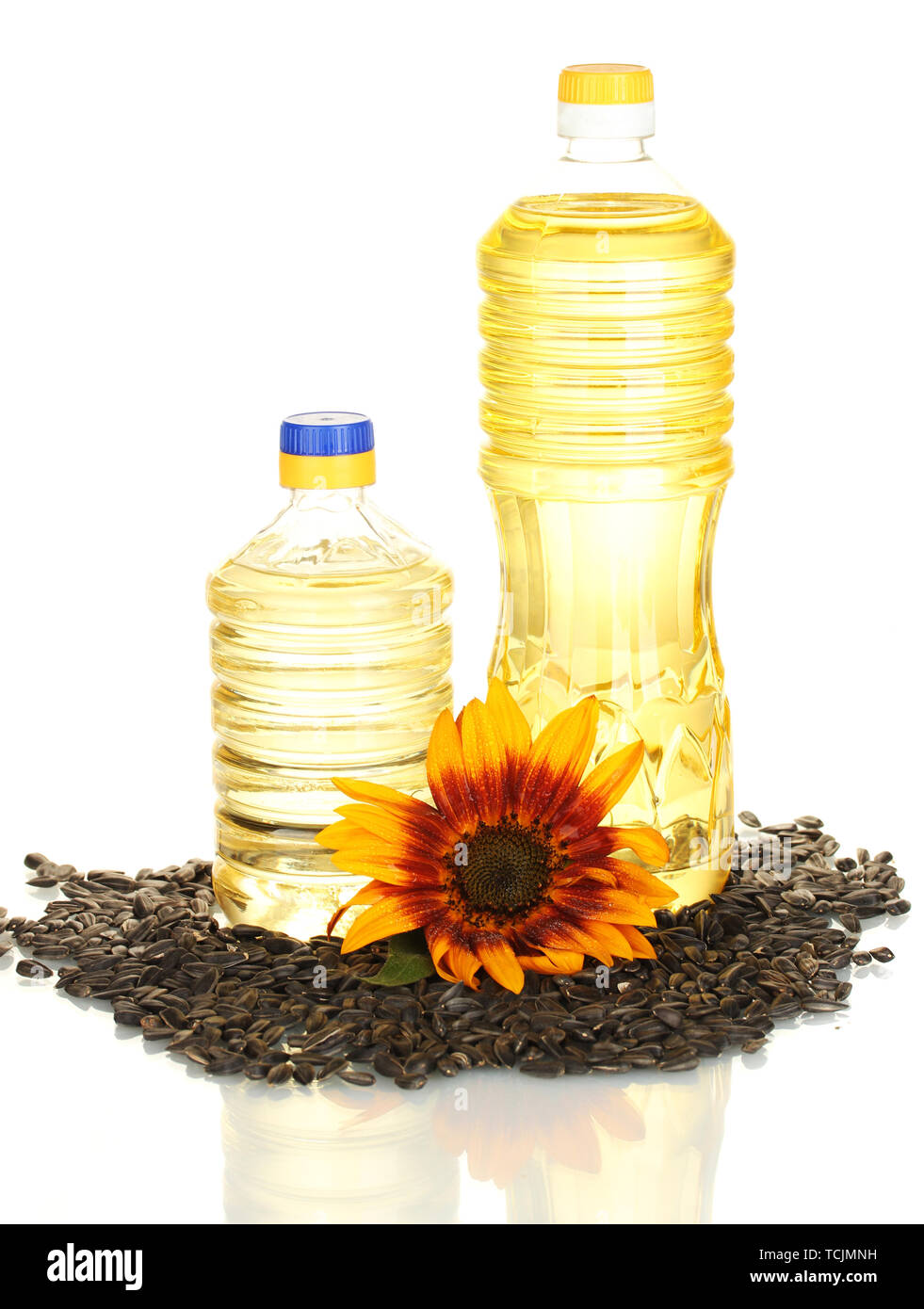 sunflower oil in a plastic bottles isolated on white background Stock ...