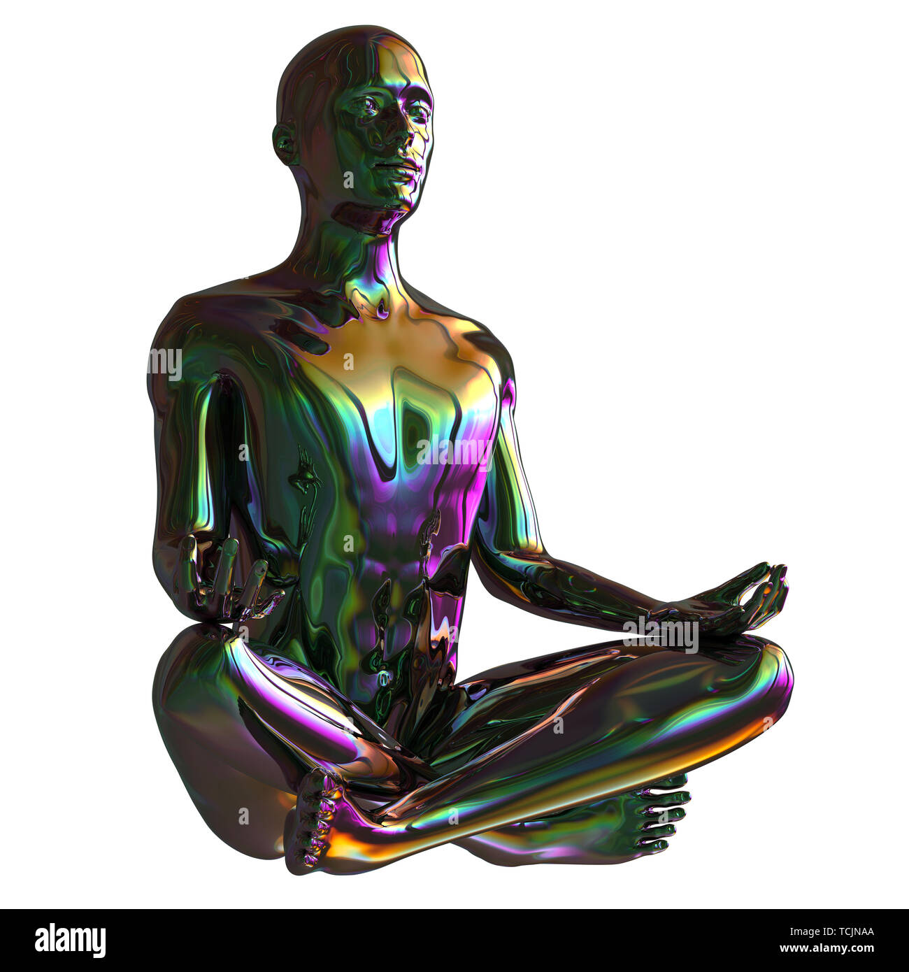 Yoga meditation figure stylized man lotus pose black sparkling glossy ...
