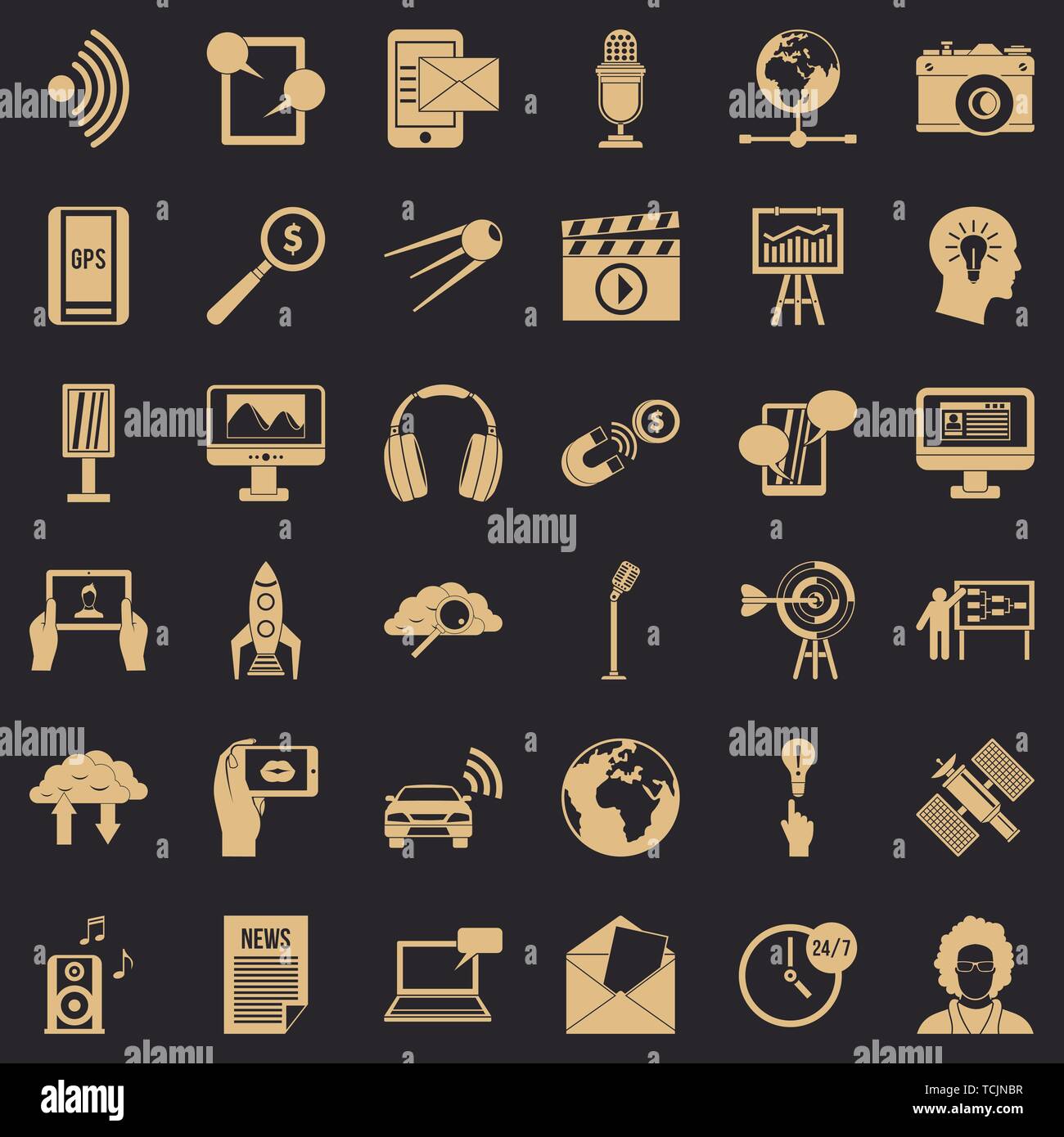 Media outlet icons set, simple style Stock Vector Image & Art - Alamy