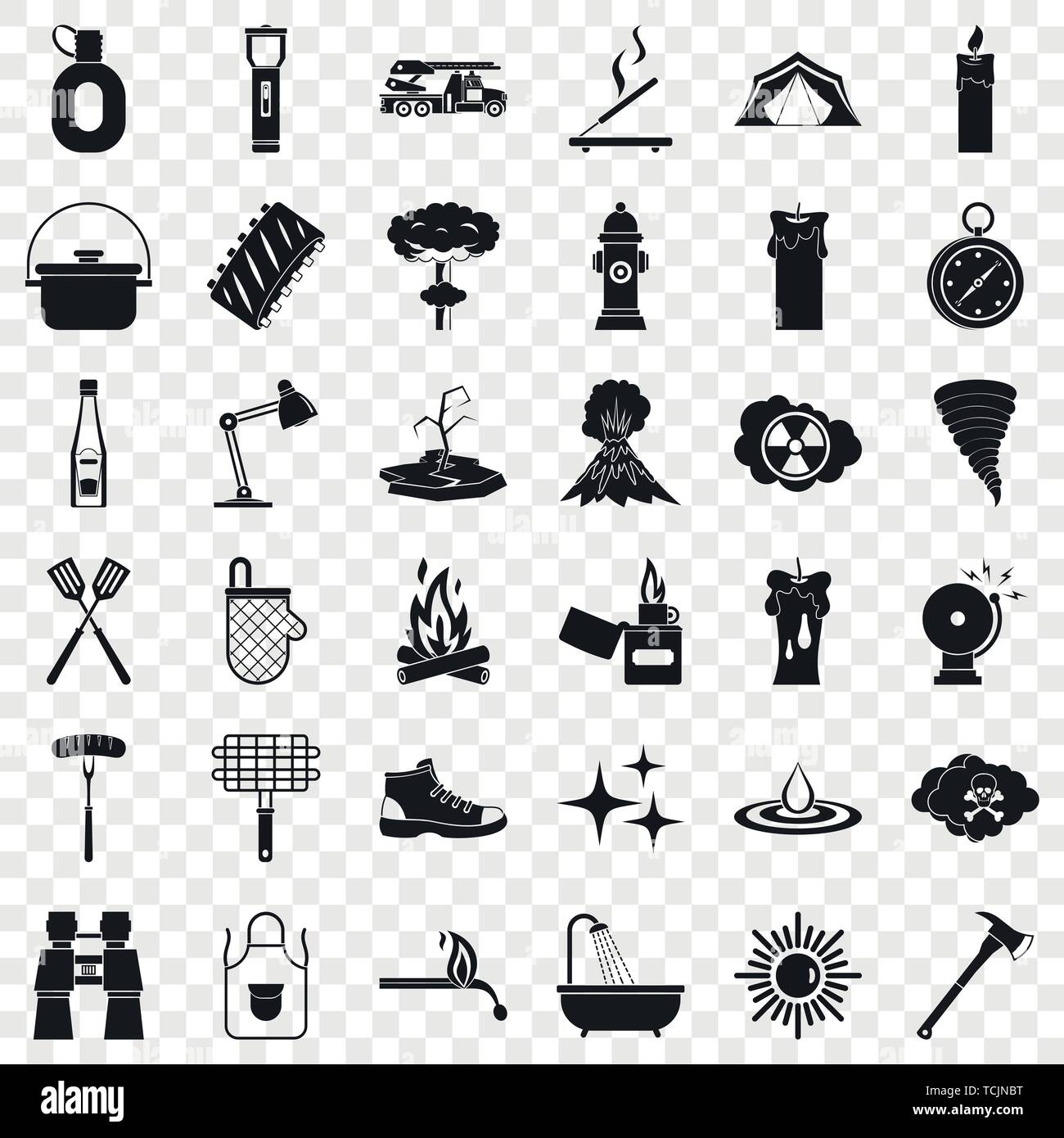 Fire icons set, simle style Stock Vector Image & Art - Alamy