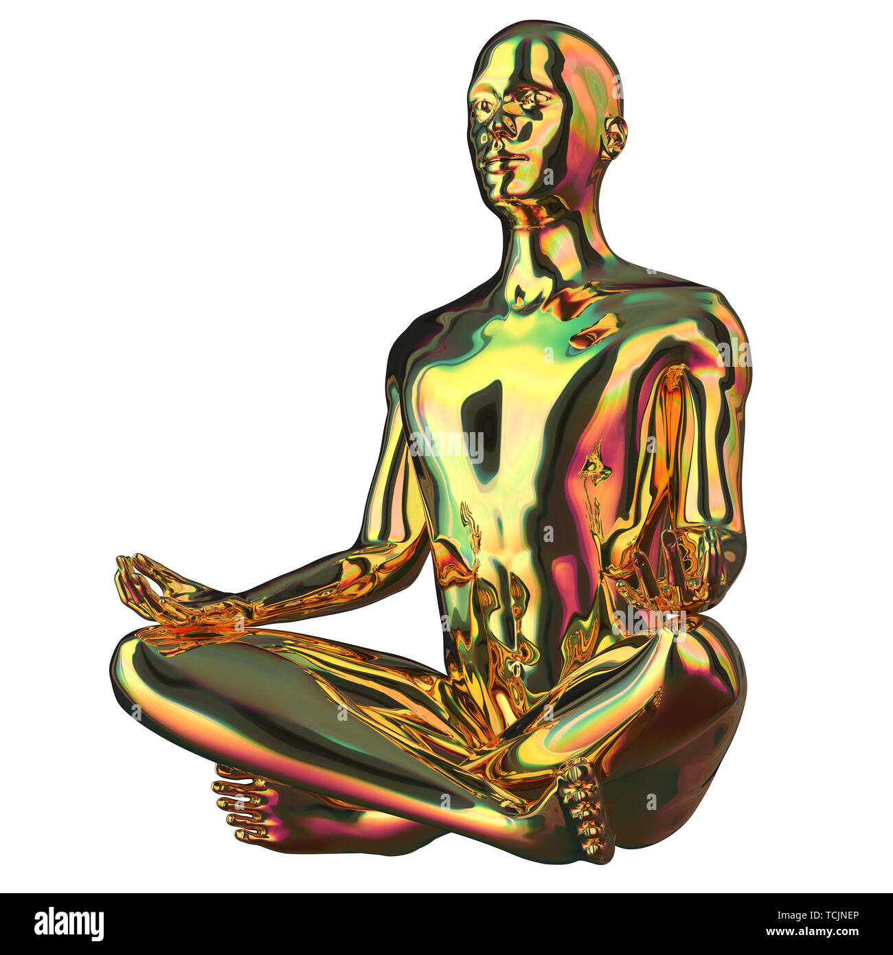 Yoga man lotus pose golden stylized figure polished sparkling. Human ...
