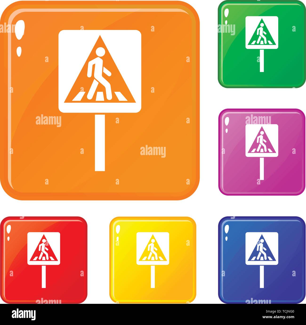 Pedestrian sign icons set vector color Stock Vector Image & Art - Alamy