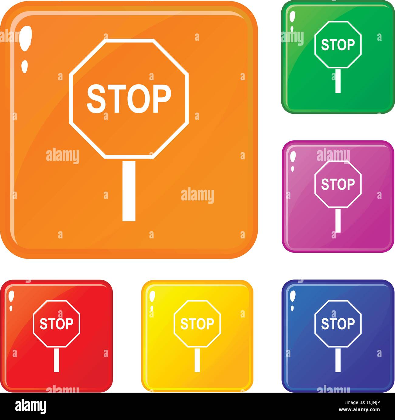Stop road sign icons set vector color Stock Vector Image & Art - Alamy