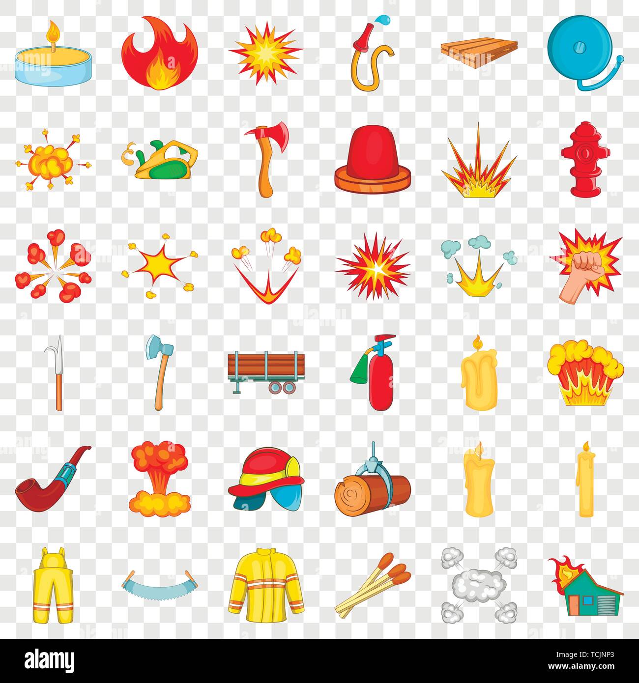 Fire icons set, cartoon style Stock Vector Image & Art - Alamy