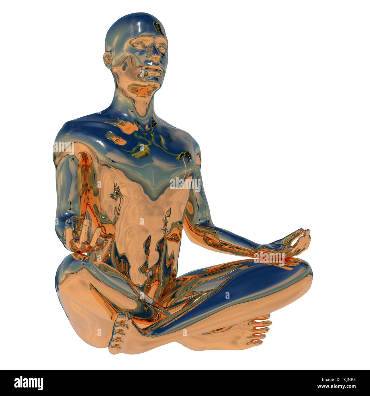 Lotus pose golden stylized man sitting figure polished. Human mental ...
