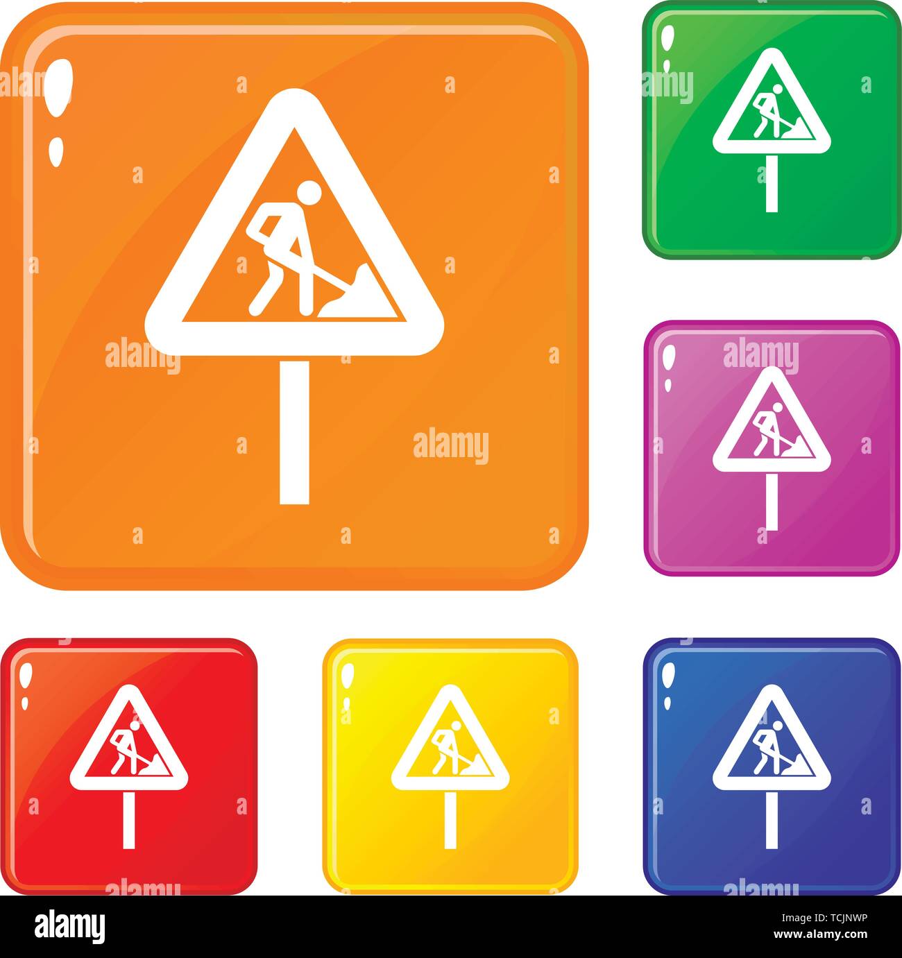 Road works sign icons set vector color Stock Vector Image & Art - Alamy