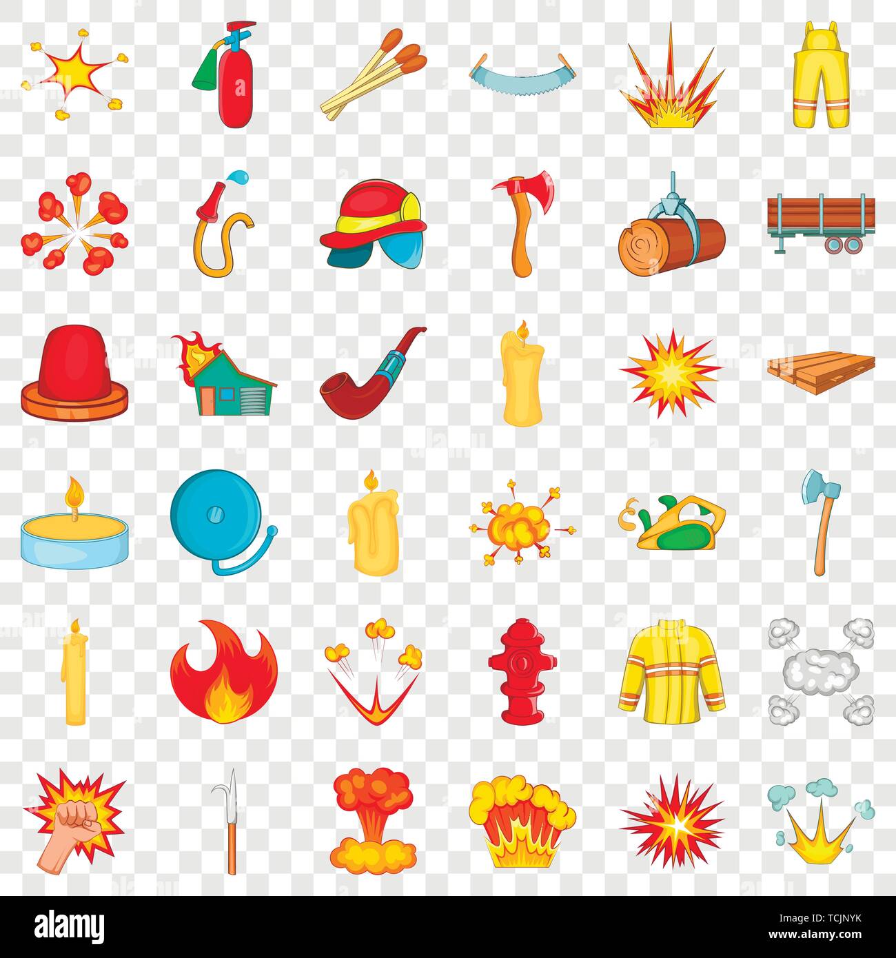 Firefighter icons set, cartoon style Stock Vector Image & Art - Alamy