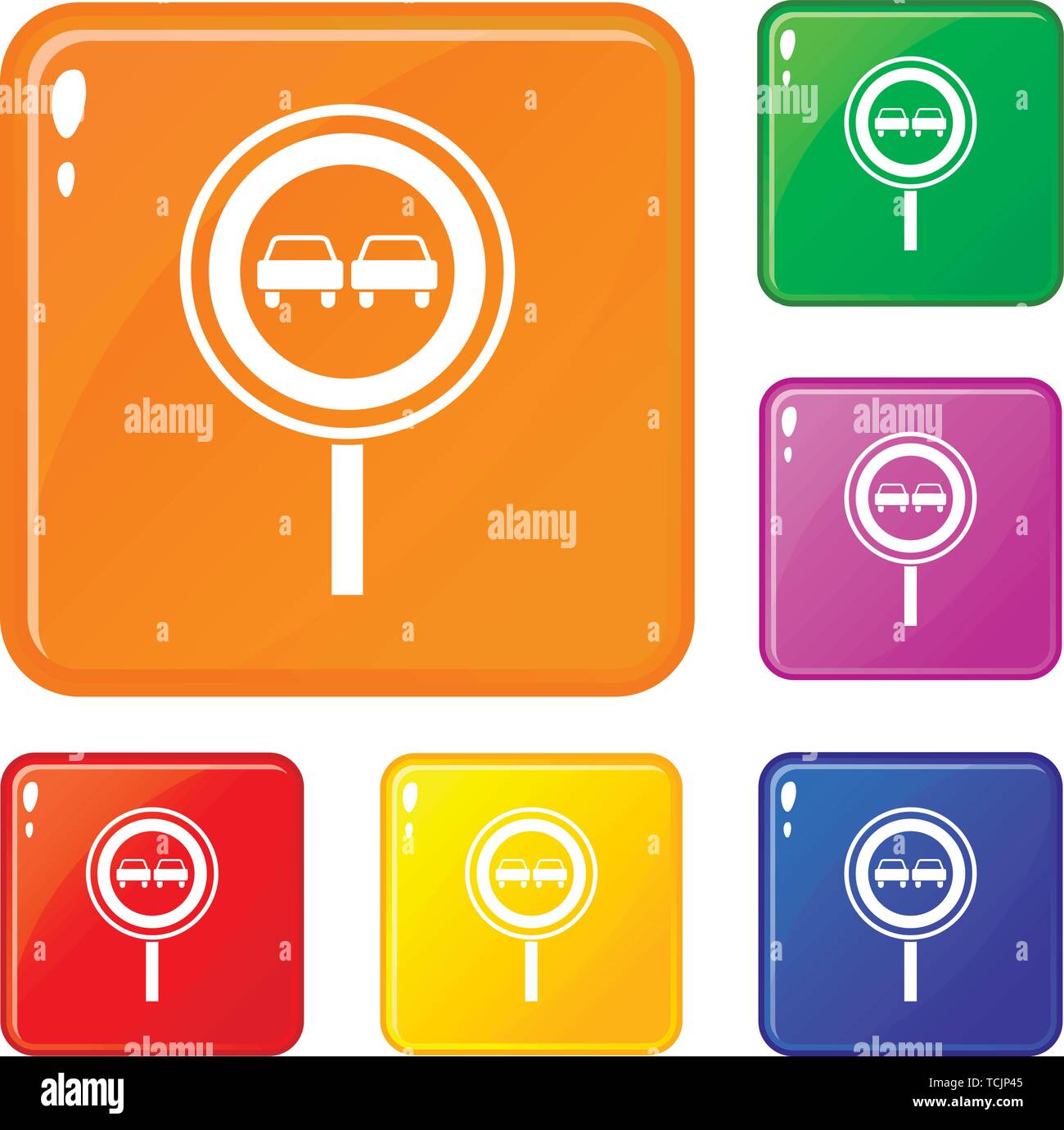 No overtaking sign icons set vector color Stock Vector Image & Art - Alamy