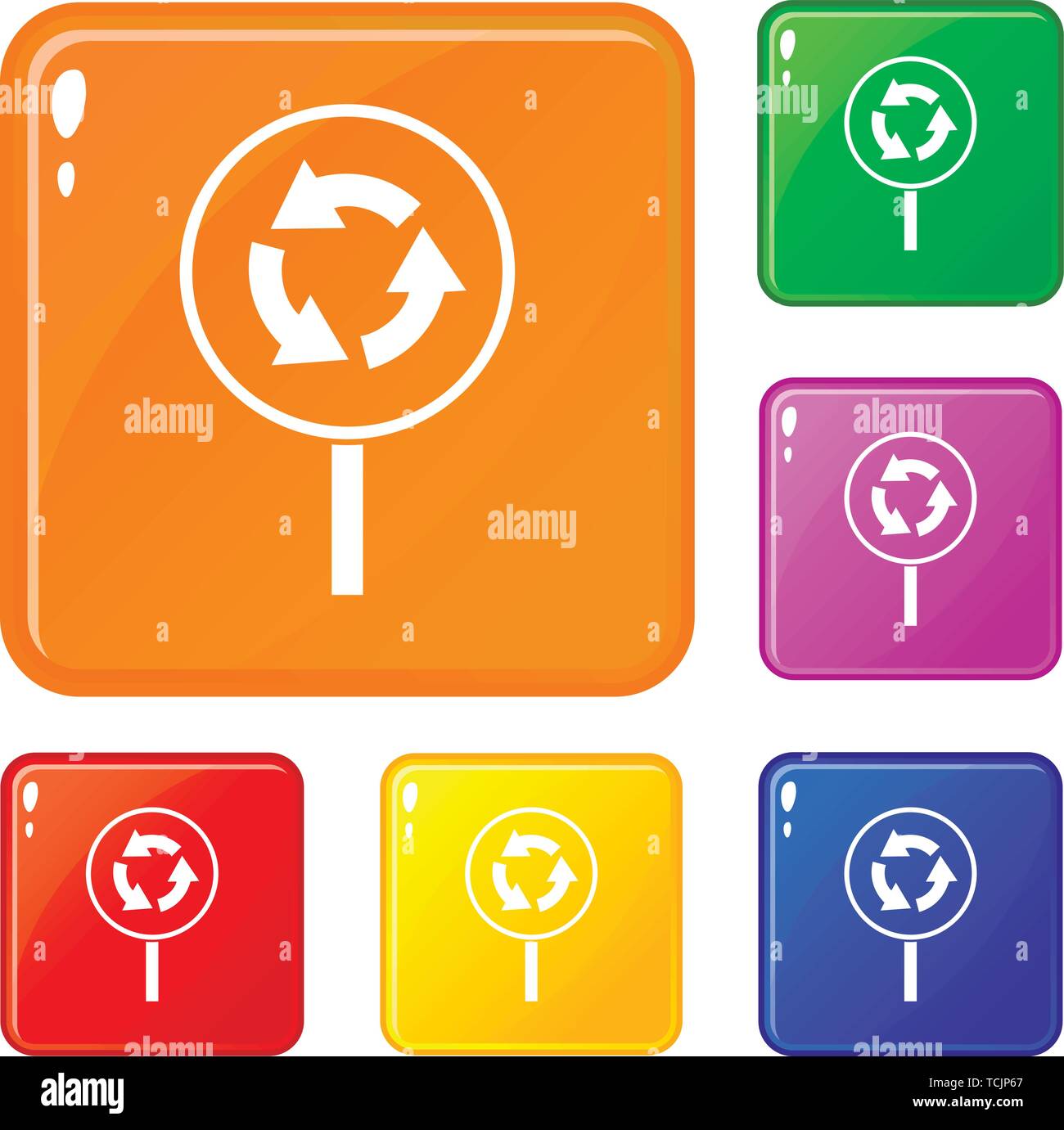 Circular motion road sign icons set vector color Stock Vector Image ...